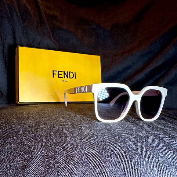 Fendi | Accessories | Fendi White Frame Logo Sunglasses | Poshmark
